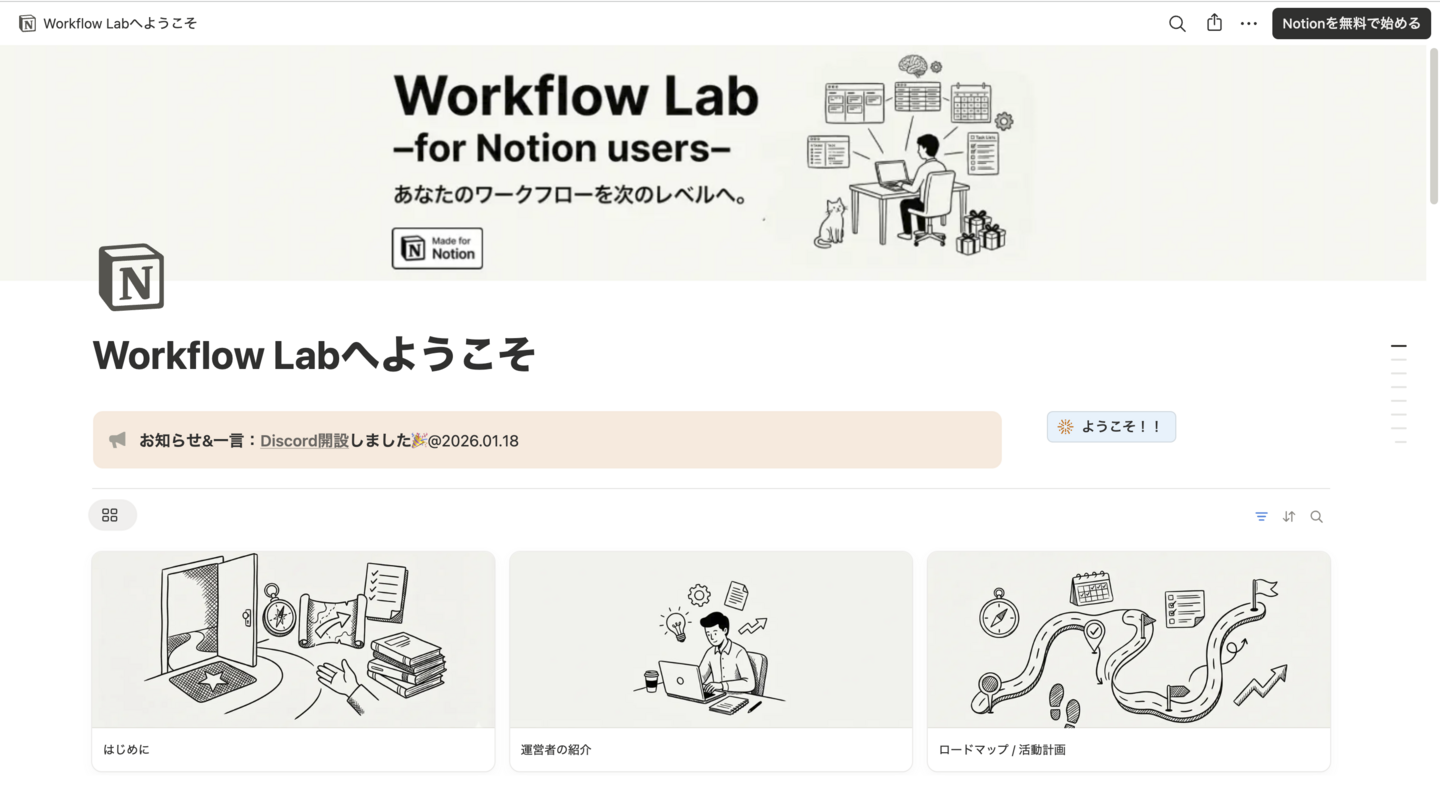 Notion活用コミュニティ「Workflow Lab -for Notion users-」公開 - Workflow Labのプレスリリース